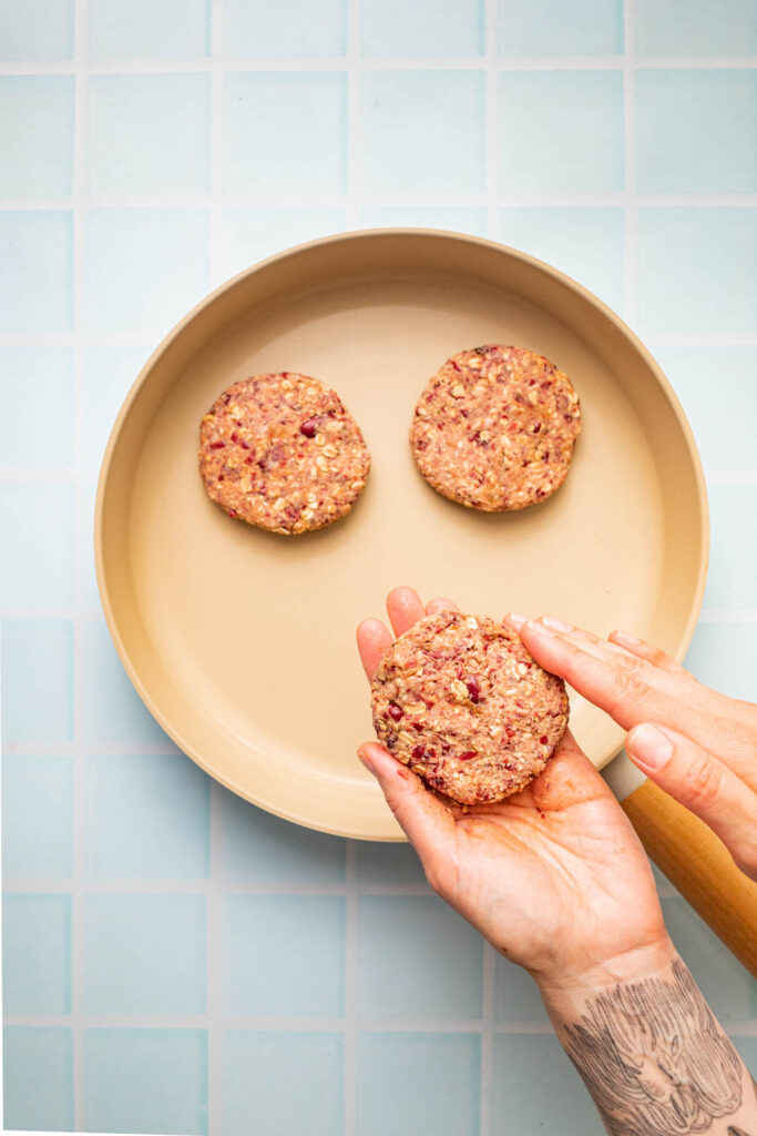 Mashed Kidney Bean and Oat Burger Patties - Desiree Nielsen