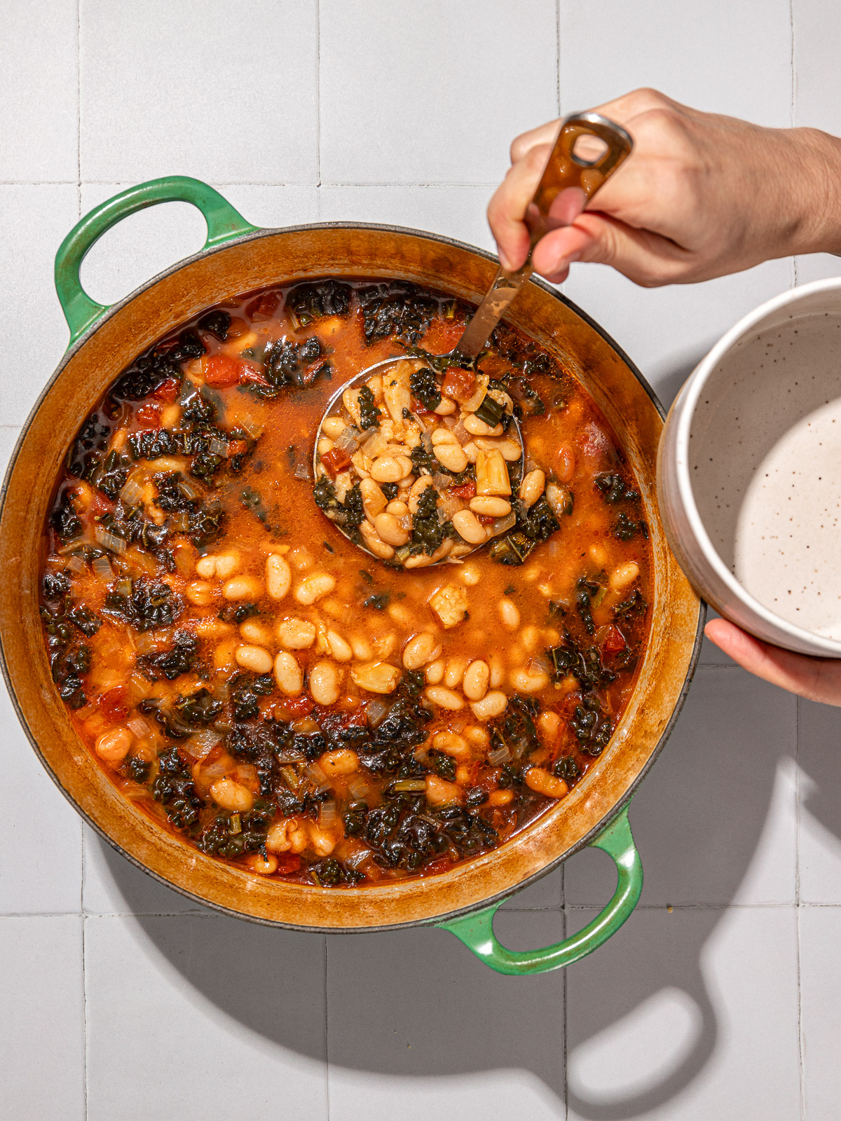 Baked Brothy White Beans with Fresh Kale - Desiree Nielsen