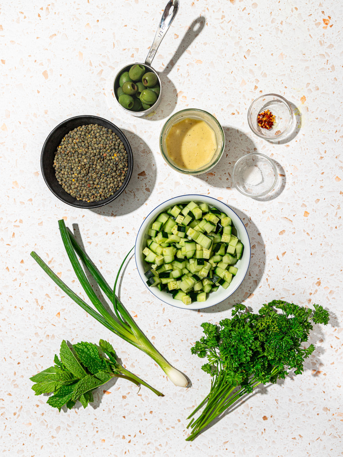 20 Minute Cold Lentil Salad with Herbs - Desiree Nielsen