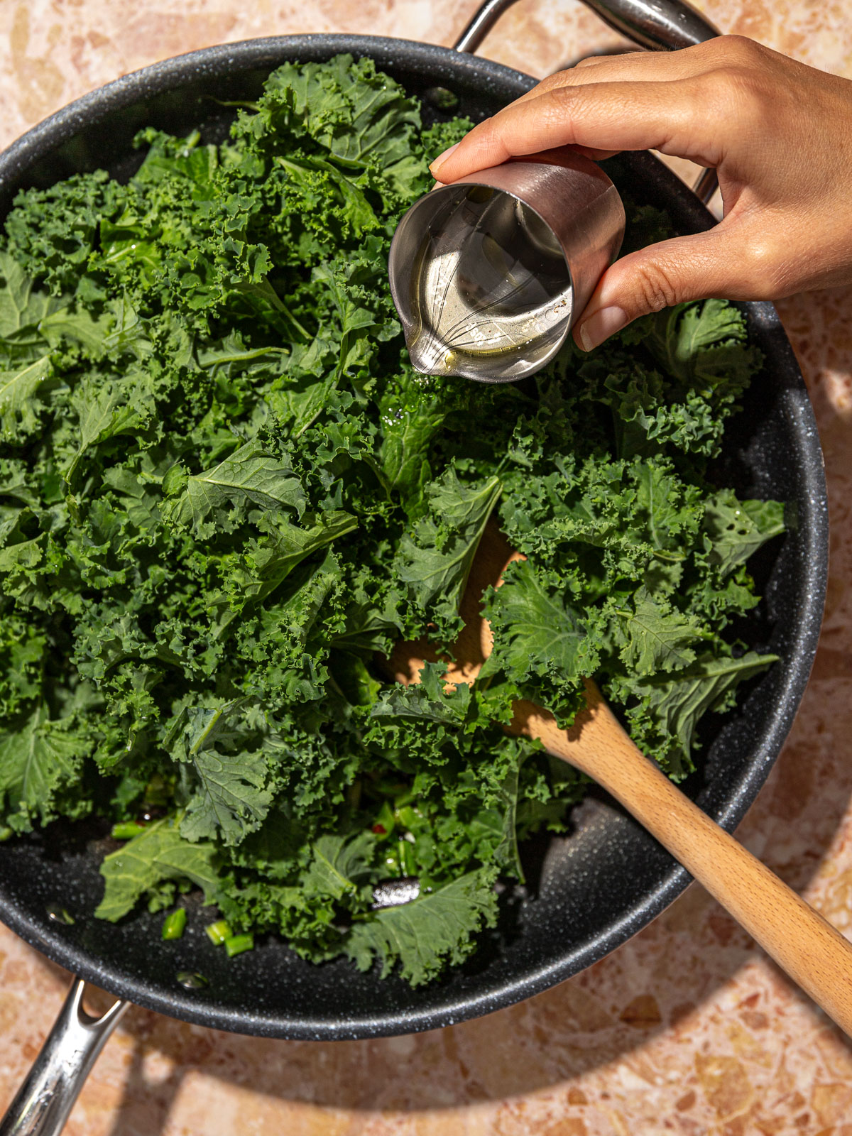 Quick Sautéed Kale with Garlic and Chiles - Desiree Nielsen