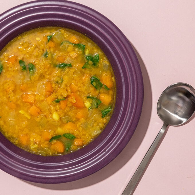Filling Green Lentil Stew with Mushrooms - Desiree Nielsen