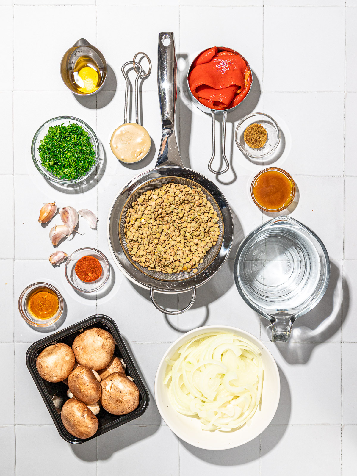 Filling Green Lentil Stew with Mushrooms - Desiree Nielsen