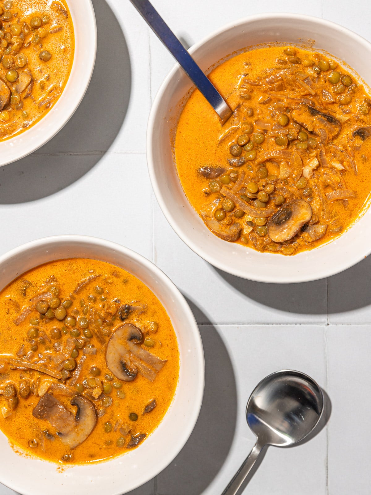 Filling Green Lentil Stew with Mushrooms - Desiree Nielsen