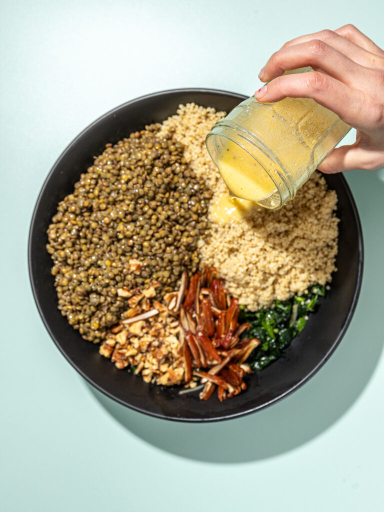 30 Minute Quinoa Lentil Salad with Kale - Desiree Nielsen