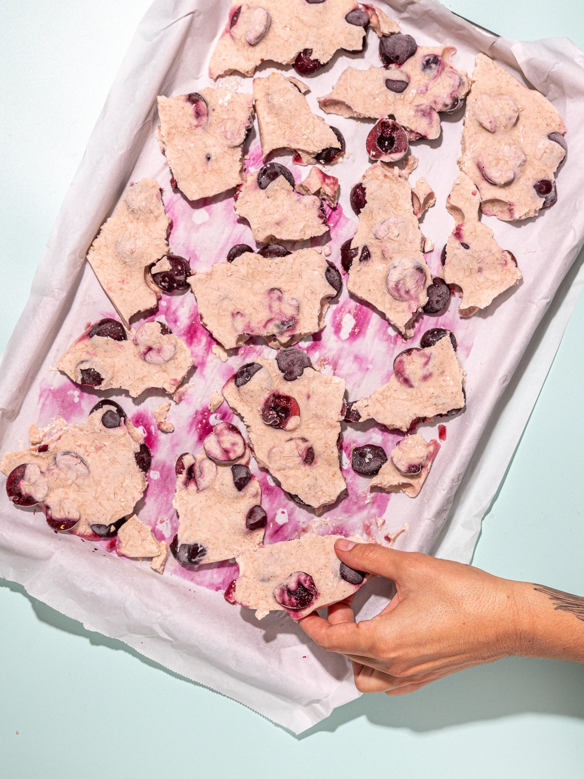 Creamy Cherry Float Frozen Yogurt Bark - Desiree Nielsen