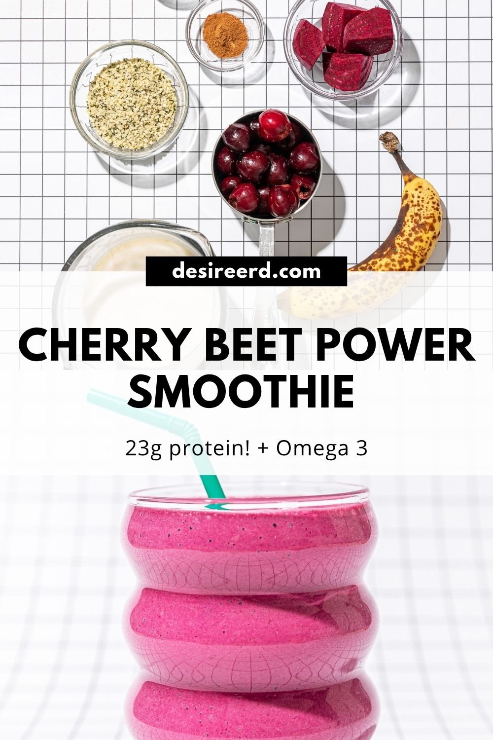 Cherry Beet Power Smoothie (23g protein!) - Desiree Nielsen