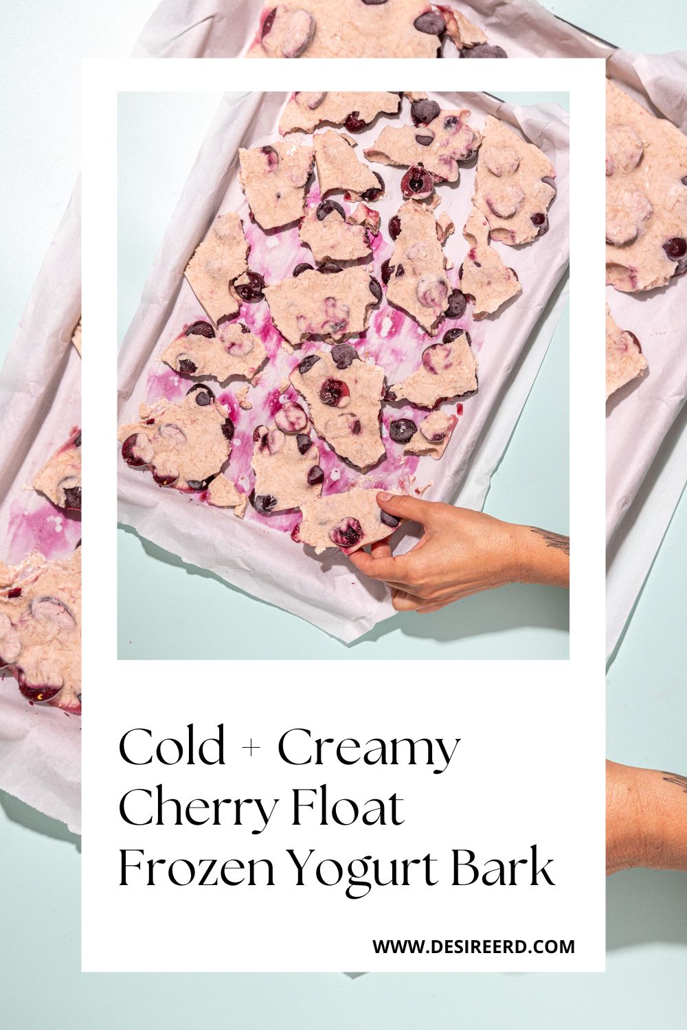 Creamy Cherry Float Frozen Yogurt Bark - Desiree Nielsen