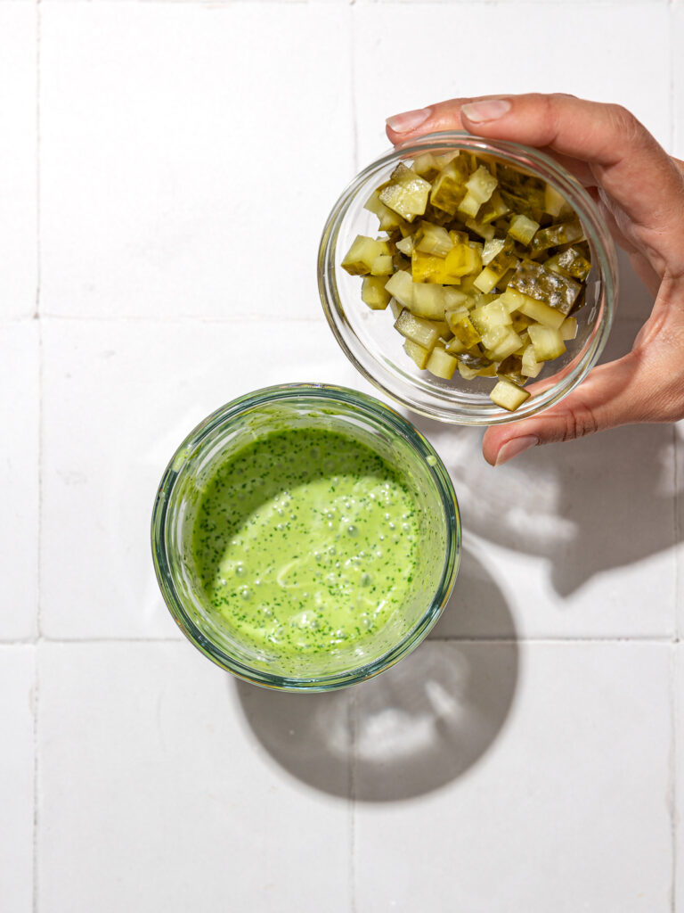 5 Minute Creamy Vegan Dill Pickle Ranch Dressing - Desiree Nielsen
