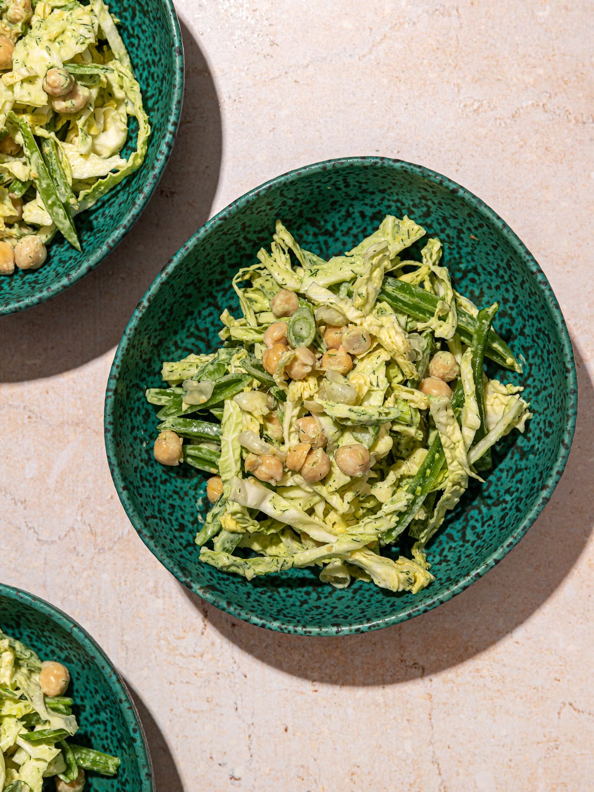 Creamy Vegan Green Goddess Salad with Shredded Cabbage - Desiree Nielsen